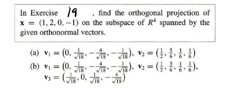 Solved In Exercise 9 , find the orthogonal projection of x = | Chegg.com