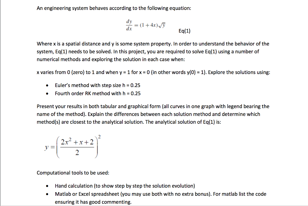 Solved An engineering system behaves according to the | Chegg.com