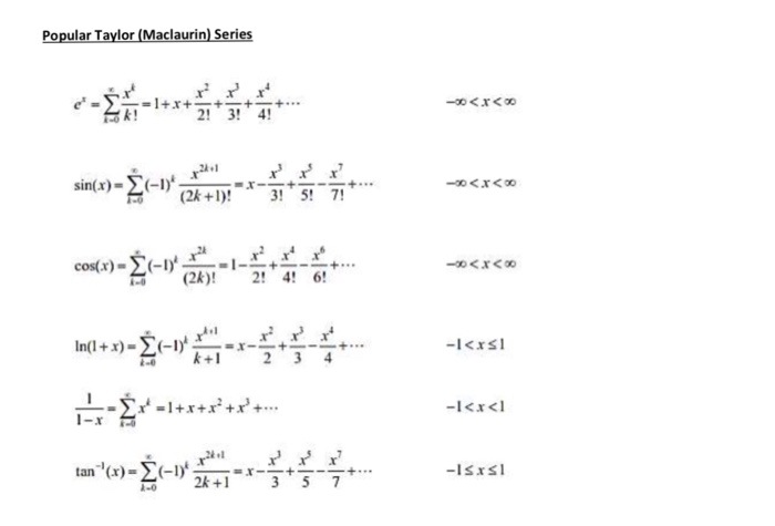 Popular Taylor (Maclaurin) Series e^x = | Chegg.com