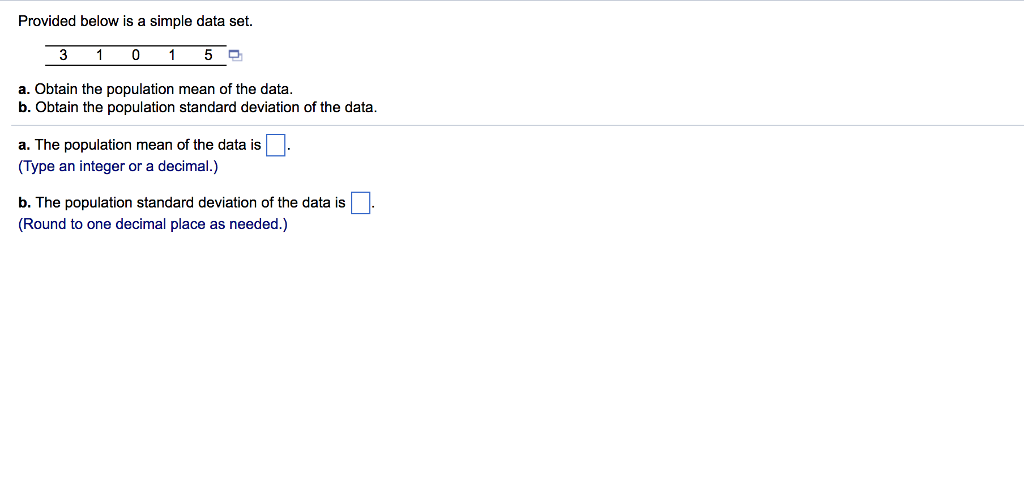 Solved Provided below is a simple data set. 3 1 0 5 a. | Chegg.com