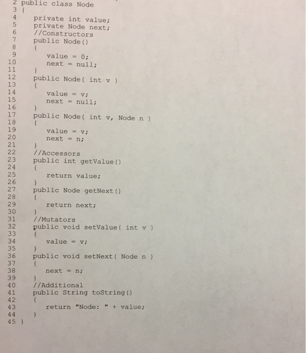 Solved 1) Implement the portions of Node and List that we | Chegg.com