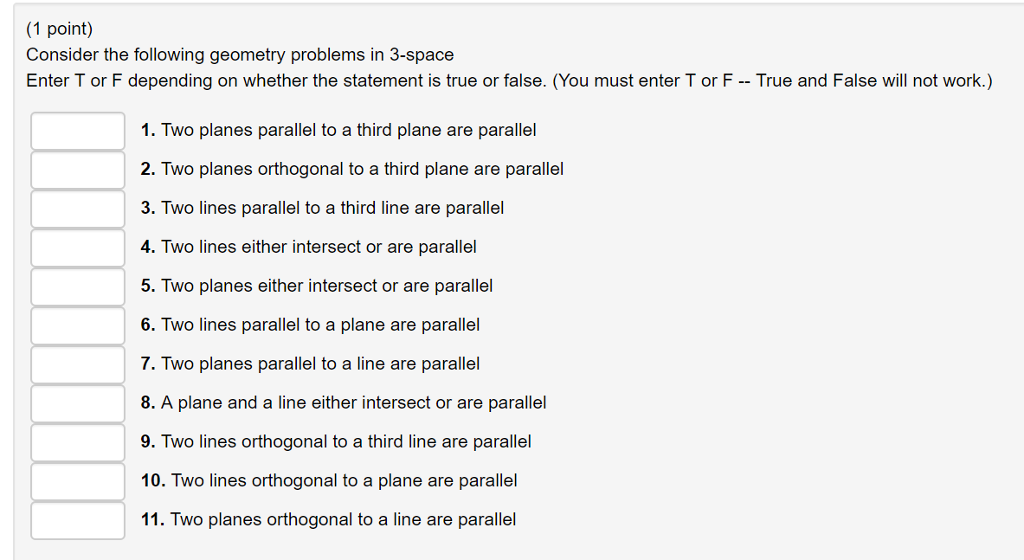 Solved (1 poini) Consider the following geometry problems in | Chegg.com