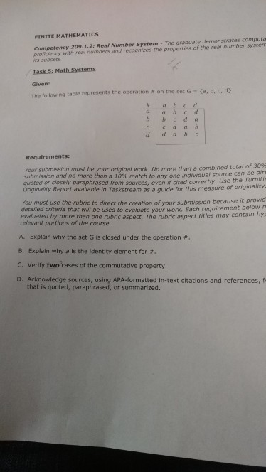 Solved FINITE MATHEMATICS Competency 209.1.2: Real Number | Chegg.com