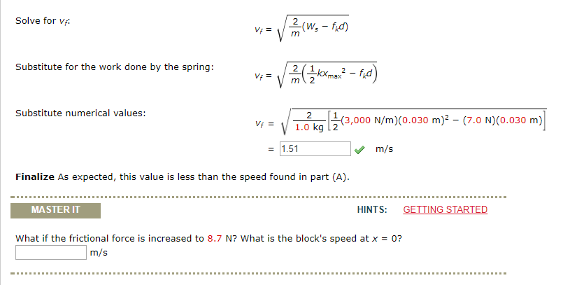 Solved Example 8.6 A Block-Spring System A block of mass 1.0 | Chegg.com
