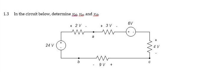 Solved In the circuit below, determine V_ab, V_ao, and V_cb. | Chegg.com