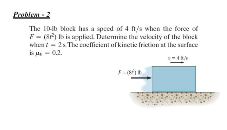 Solved Problem -2 The 10-lb block has a speed of 4 ft/s when | Chegg.com