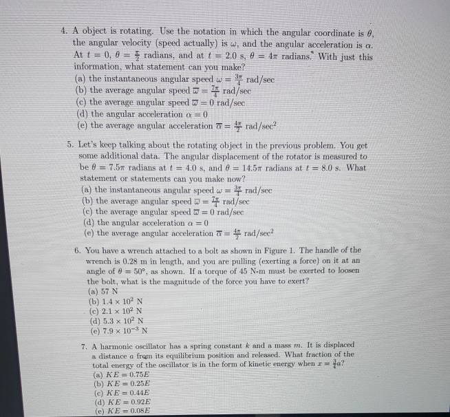 Solved 4 A Object Is Rotating Use The Notation In Which The
