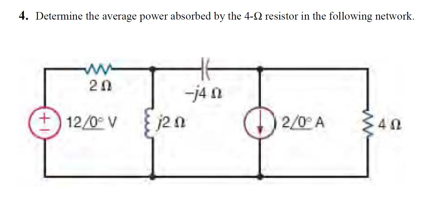 Solved Determine the average power absorbed by the 4-Ohm | Chegg.com
