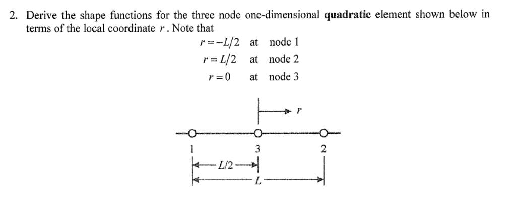 Solved 2 Derive The Shape Functions For The Three Node 1692