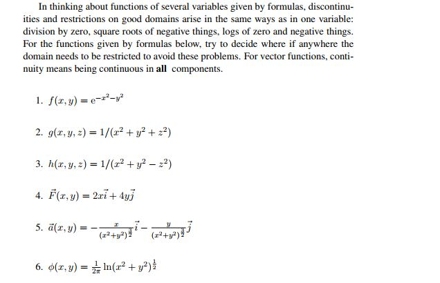 Solved In thinking about functions of several variables | Chegg.com