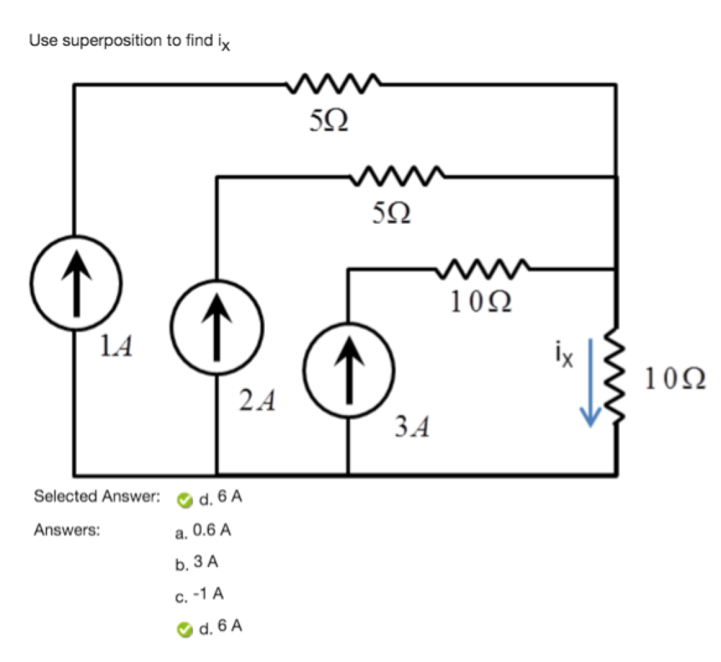 Solved Use superposition to find i_x Answers: 0.6A 3A - | Chegg.com