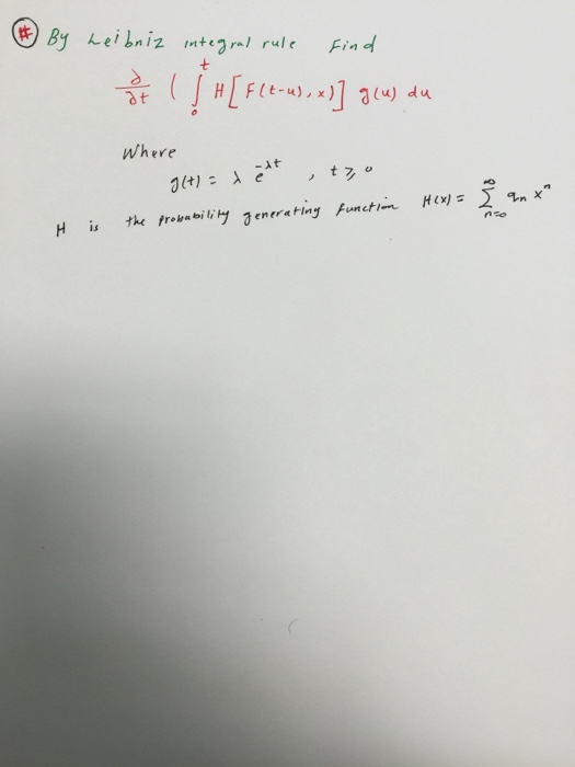 Solved By Leibniz integral rule find d/dt (integral^t_0 | Chegg.com