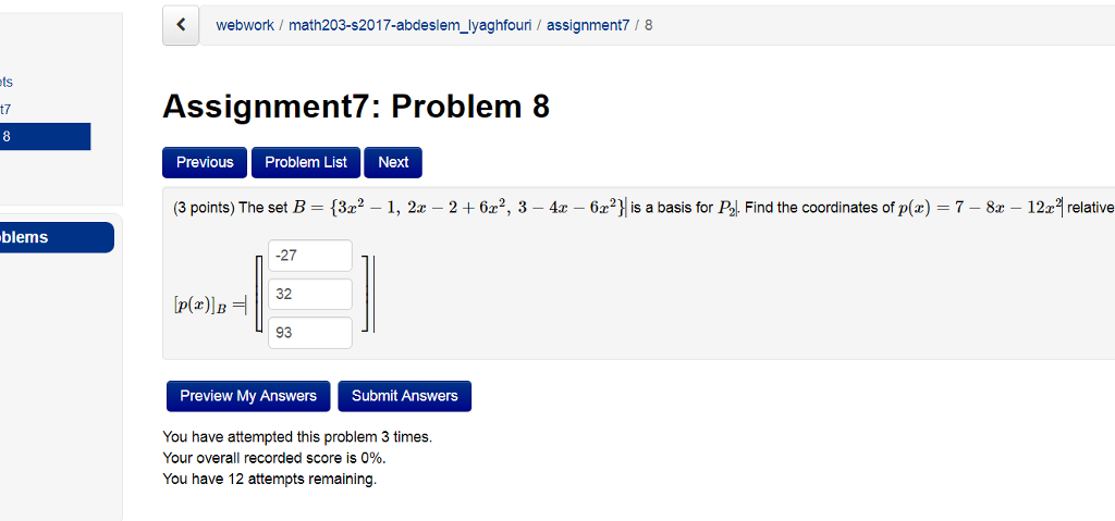 Solved The set B = {3x^2 - 1, 2x - 2 + 6x^2, 3 - 4x - 6x^2}| | Chegg.com
