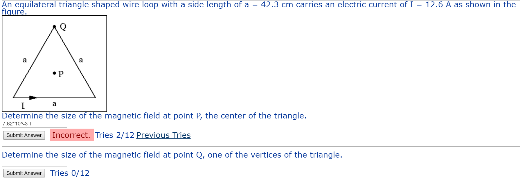 Solved An Equilateral Triangle Shaped Wire Loop With A Side
