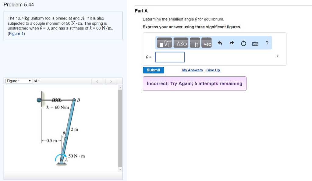 Solved The 10.7-kg uniform rod is pinned at end A. If it is | Chegg.com