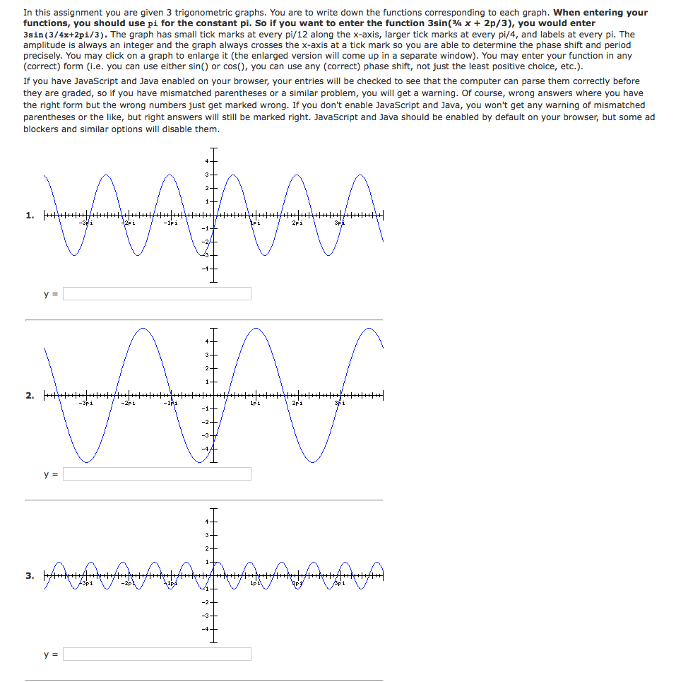 Solved In this assignment you are given 3 trigonometric | Chegg.com