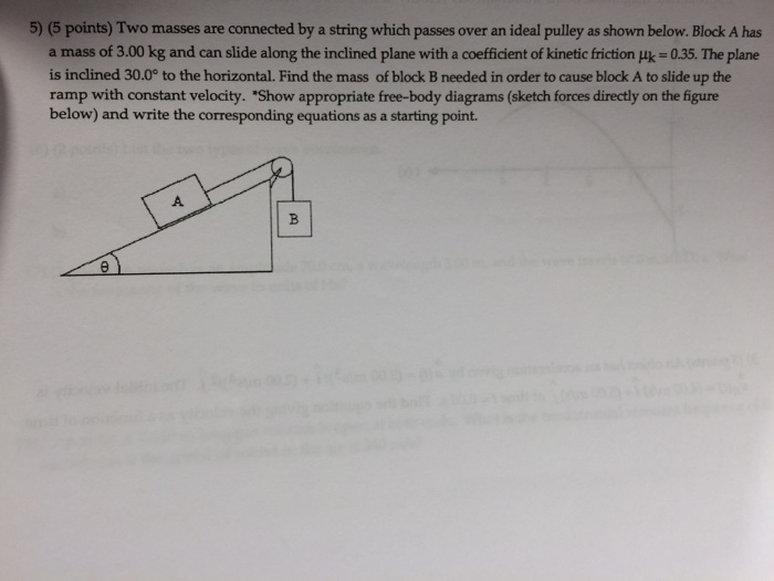 Solved Two masses are connected by a string which passes | Chegg.com