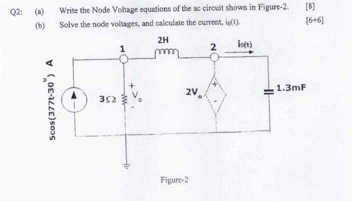 Solved [8) 6+6] Write the Node Voltage equations of the ac | Chegg.com