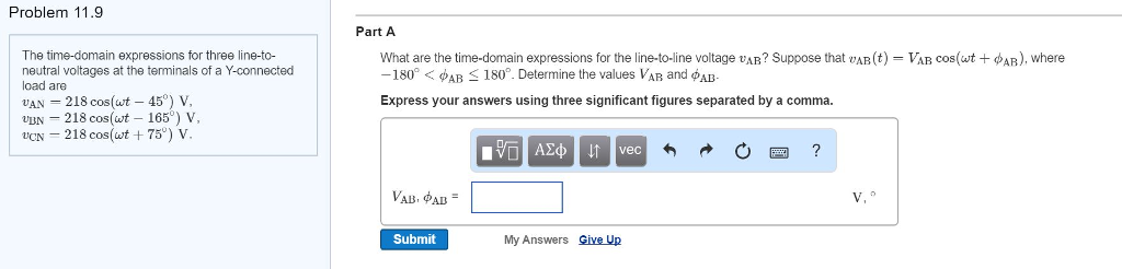 Solved Problem 11.9 The time domain expressions for three | Chegg.com