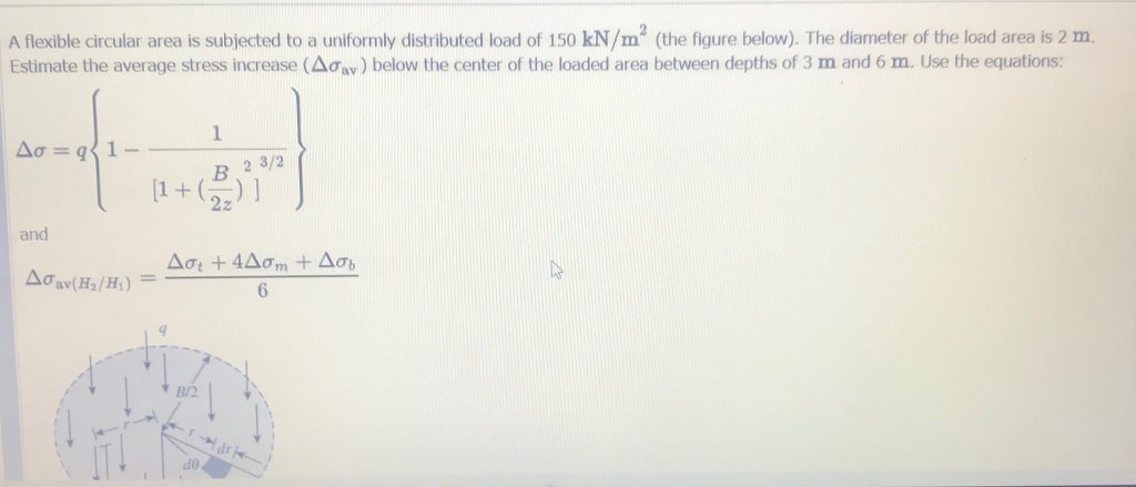 Solved A flexible circular area is subjected to a uniformly | Chegg.com