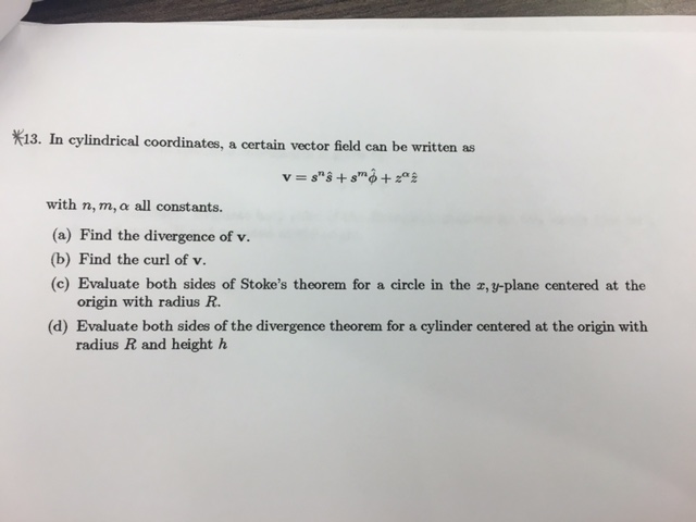 Solved In cylindrical coordinates, a certain vector field | Chegg.com
