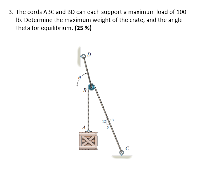 Solved The cords ABC and BD can each support a maximum load | Chegg.com
