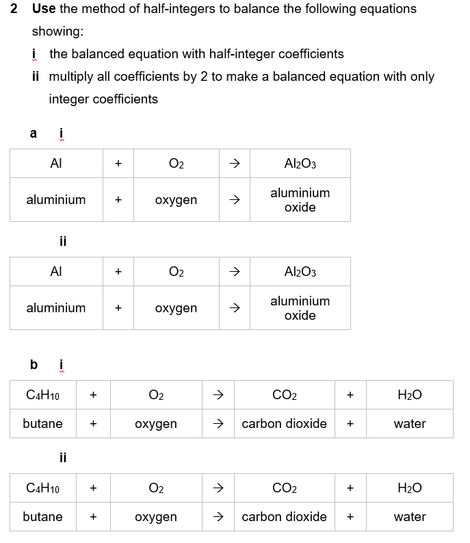 Solved 2 Use the method of half-integers to balance the | Chegg.com