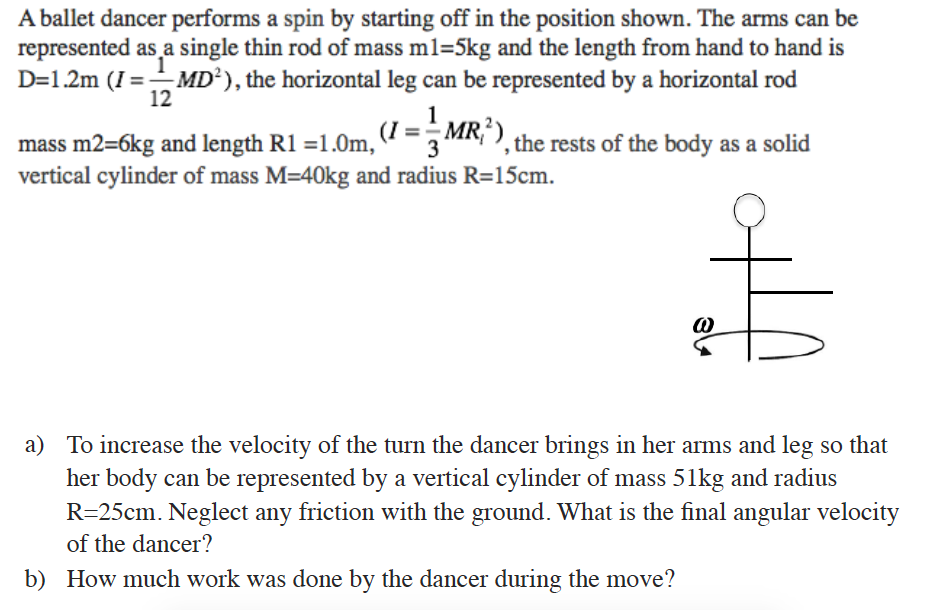 Solved A ballet dancer performs a spin by starting off in | Chegg.com