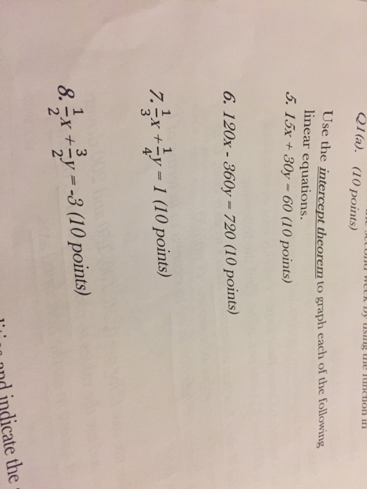 Solved Use the intercept theorem to graph each of the | Chegg.com