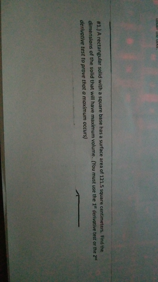 Solved #1.) A rectangular solid with a square base has a | Chegg.com