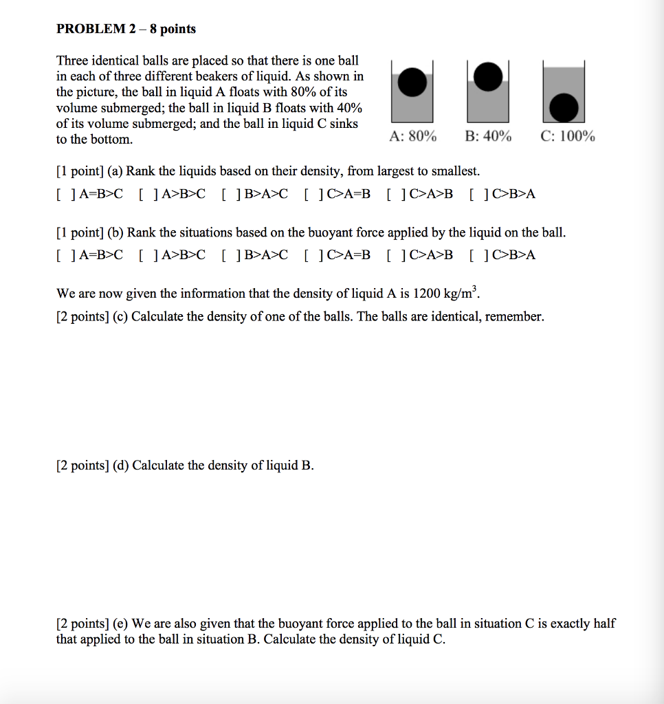 Solved PROBLEM 2 -8 points Three identical balls are placed | Chegg.com