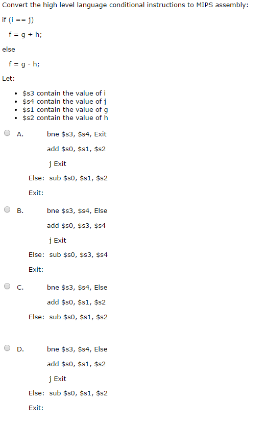 Solved Convert the high level language conditional | Chegg.com