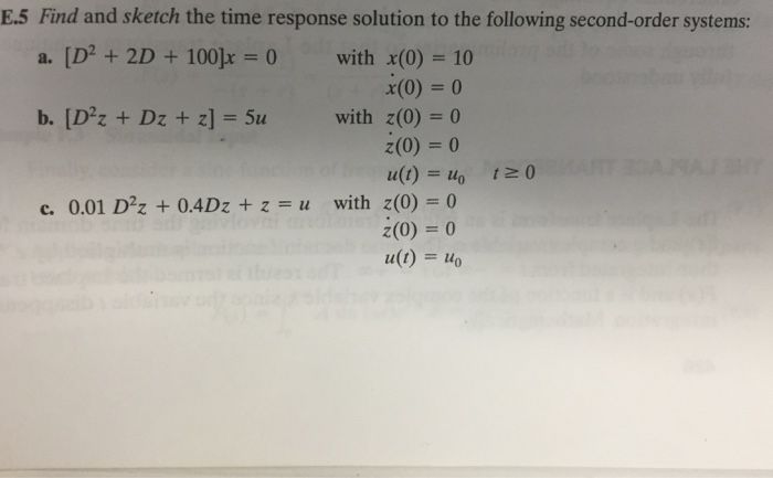 E5 Find and sketch the time response solution to the | Chegg.com