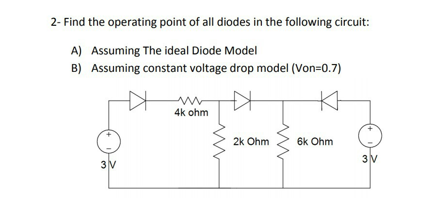 Solved 2- Find the operating point of all diodes in the | Chegg.com