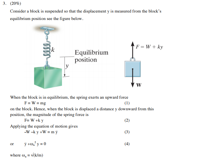 Solved (20%) Consider a block is suspended so that the | Chegg.com