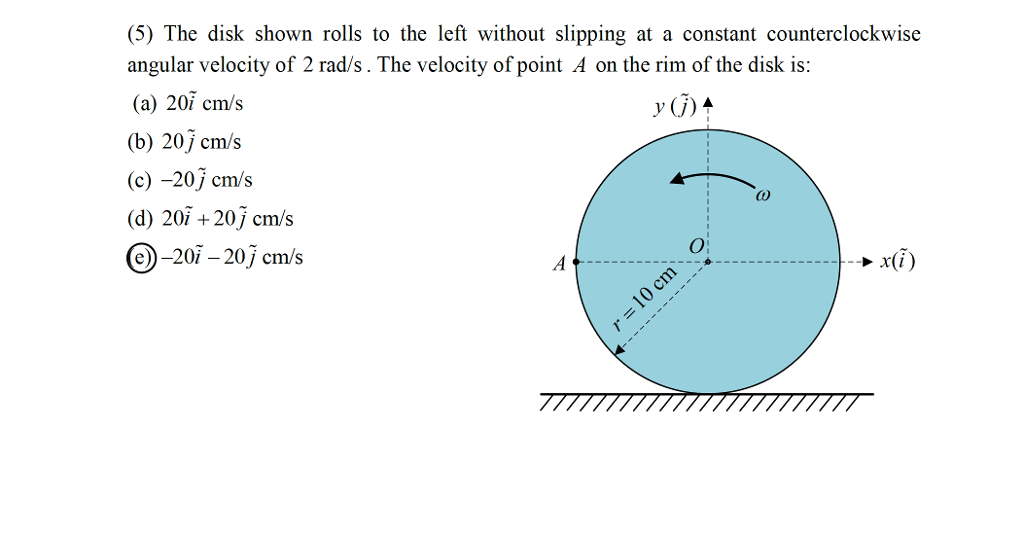 Solved (5) The disk shown rolls to the left without slipping | Chegg.com