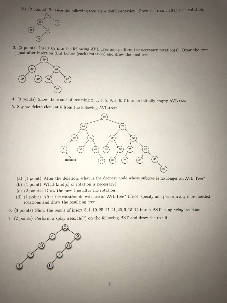 Solved (d) (2 points) Balance the following tree via a | Chegg.com