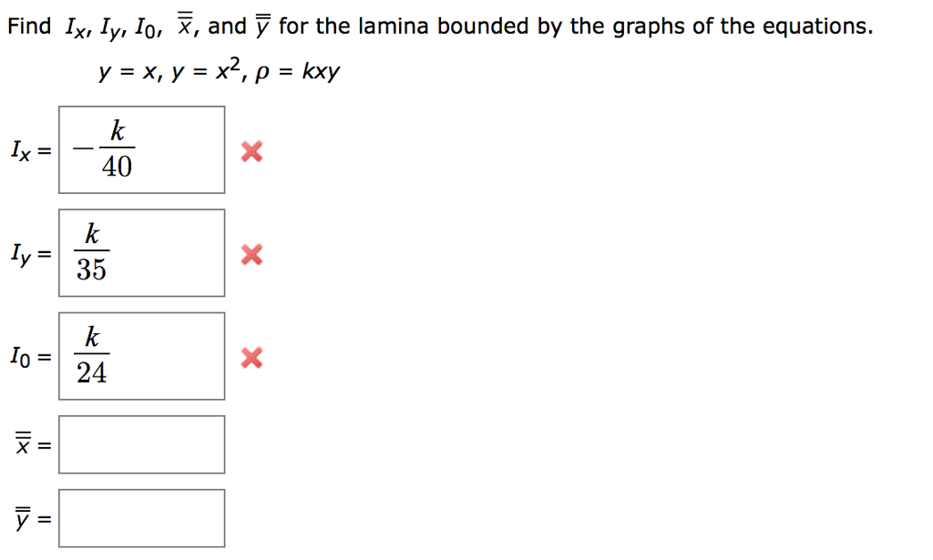 Solved Find I_x, I_y, I_o, x bar, and y bar for the lamina | Chegg.com