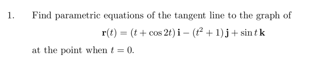 Solved 1. Find parametric equations of the tangent line to | Chegg.com