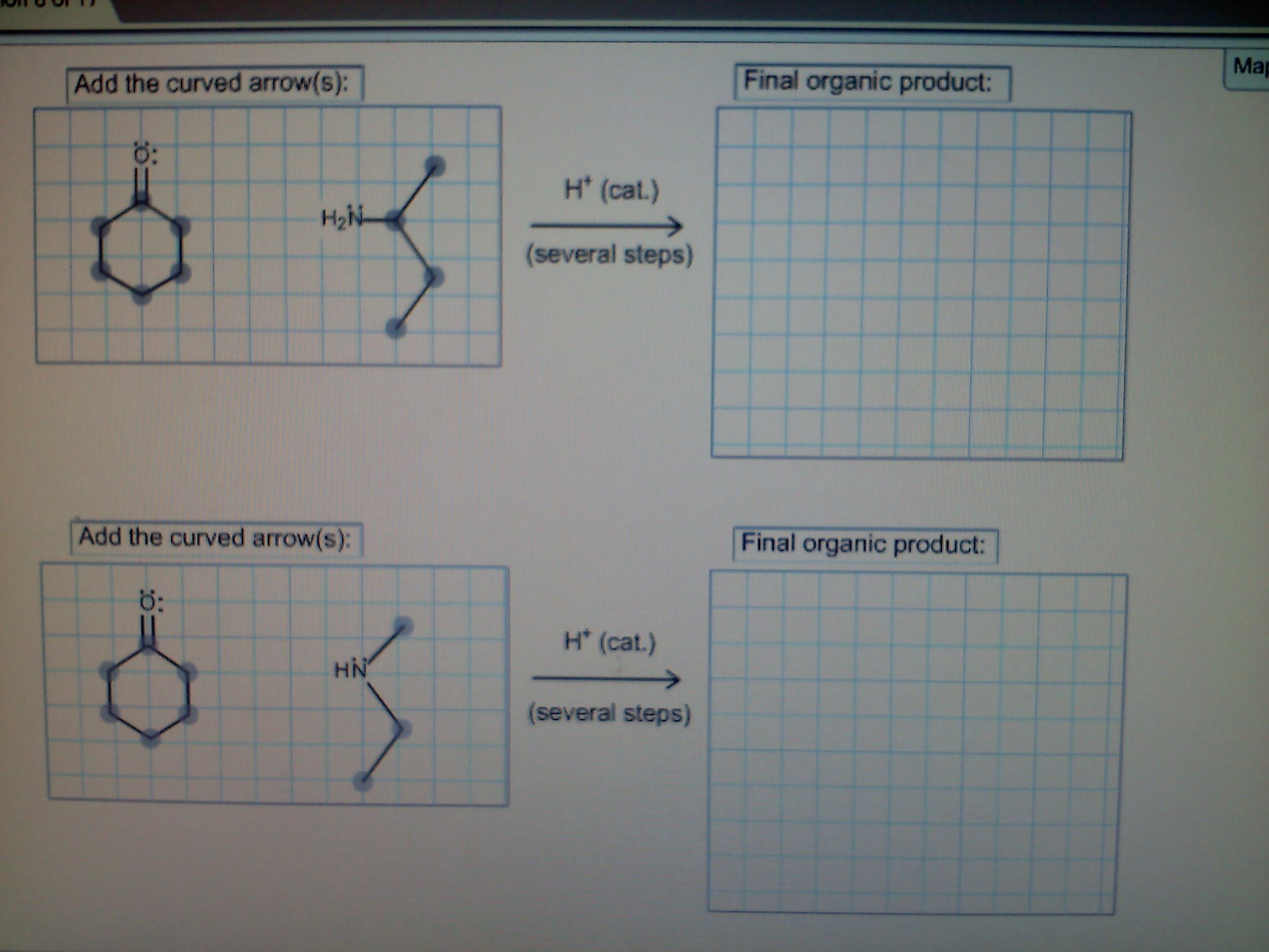 Solved For each reaction between a ketone and an amine, draw | Chegg.com