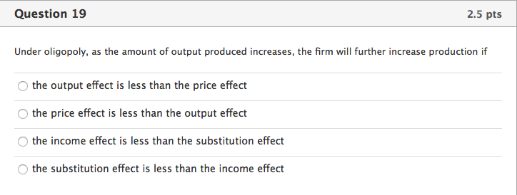 Solved Under oligopoly, as the amount of output produced | Chegg.com