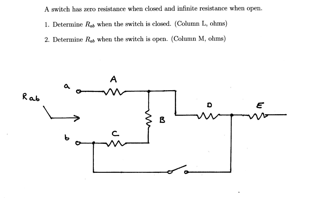 Solved A switch has zero resistance when closed and infinite | Chegg.com