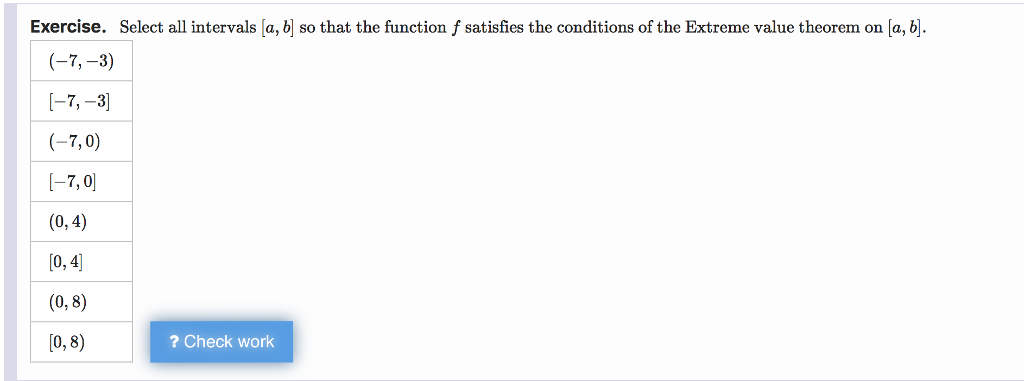 Solved Exercise. Let f be a function defined on (-8, 8). The | Chegg.com