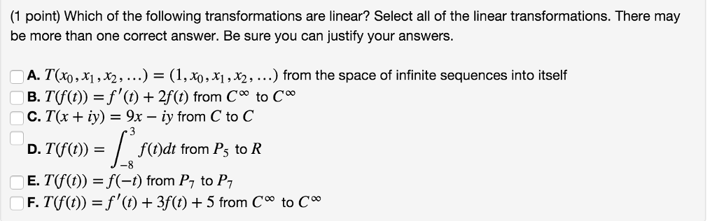 Solved (1 point) Which of the following transformations are | Chegg.com
