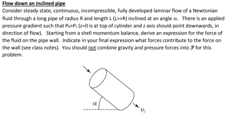 Flow down an inclined pipe Consider steady state, | Chegg.com
