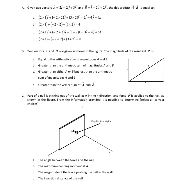 Solved Given two vectors A right arrow = 2i^ - 2j^ + 3k^ and | Chegg.com