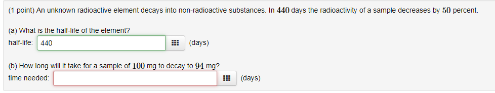 Solved 1 point) An unknown radioactive element decays into | Chegg.com
