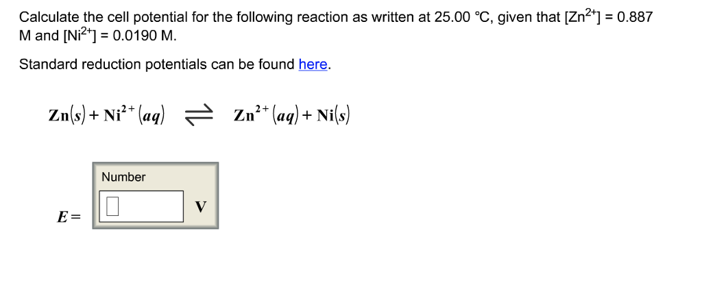 Solved Calculate the cell potential for the following | Chegg.com