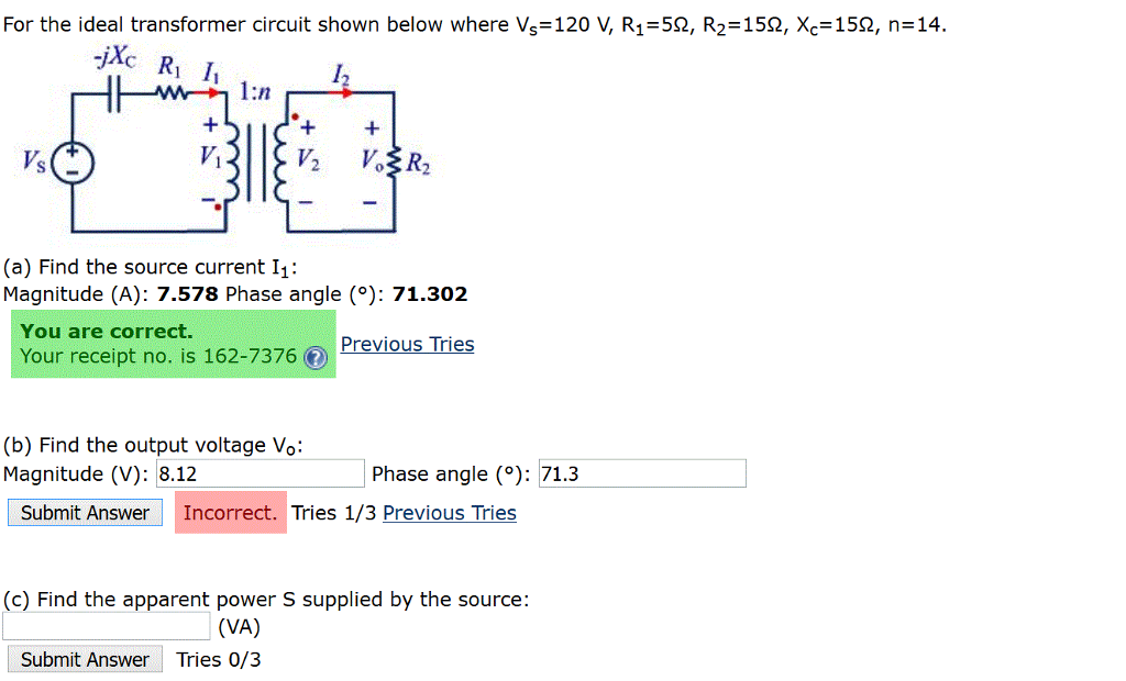 Solved For the ideal transformer circuit shown below where | Chegg.com