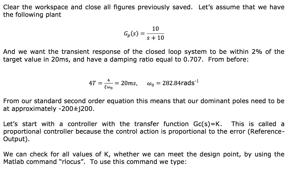Solved Clear the workspace and close all figures previously | Chegg.com